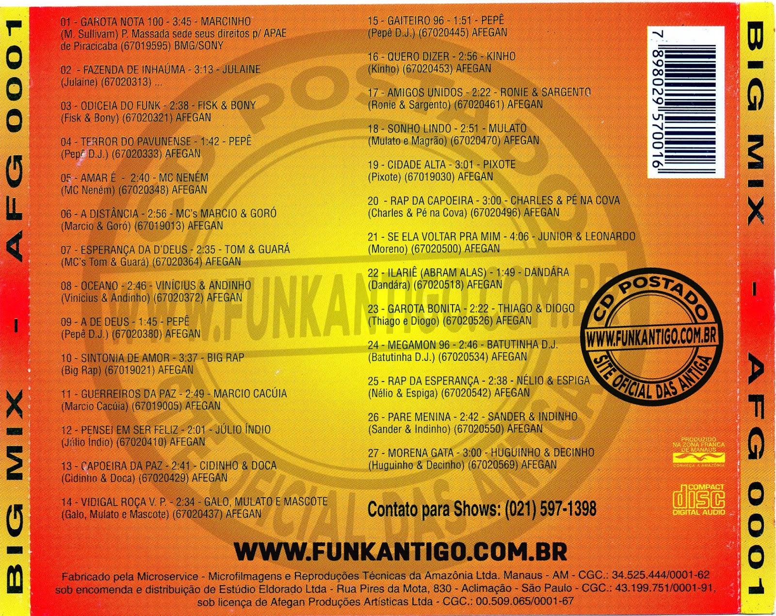 CD DJ MARLBORO APRESENTA BIG MIX ( CD 0001)AFG -1996 - Site Funk antigo