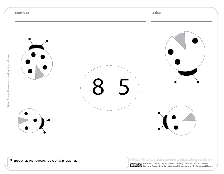 Fichas para preescolar: Una actividad para contar, jugar, seguir reglas...