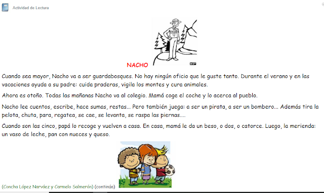 Primero de Primaria (M. Benlliure): COMPRENSIÓN LECTORA: NACHO 2º parte.