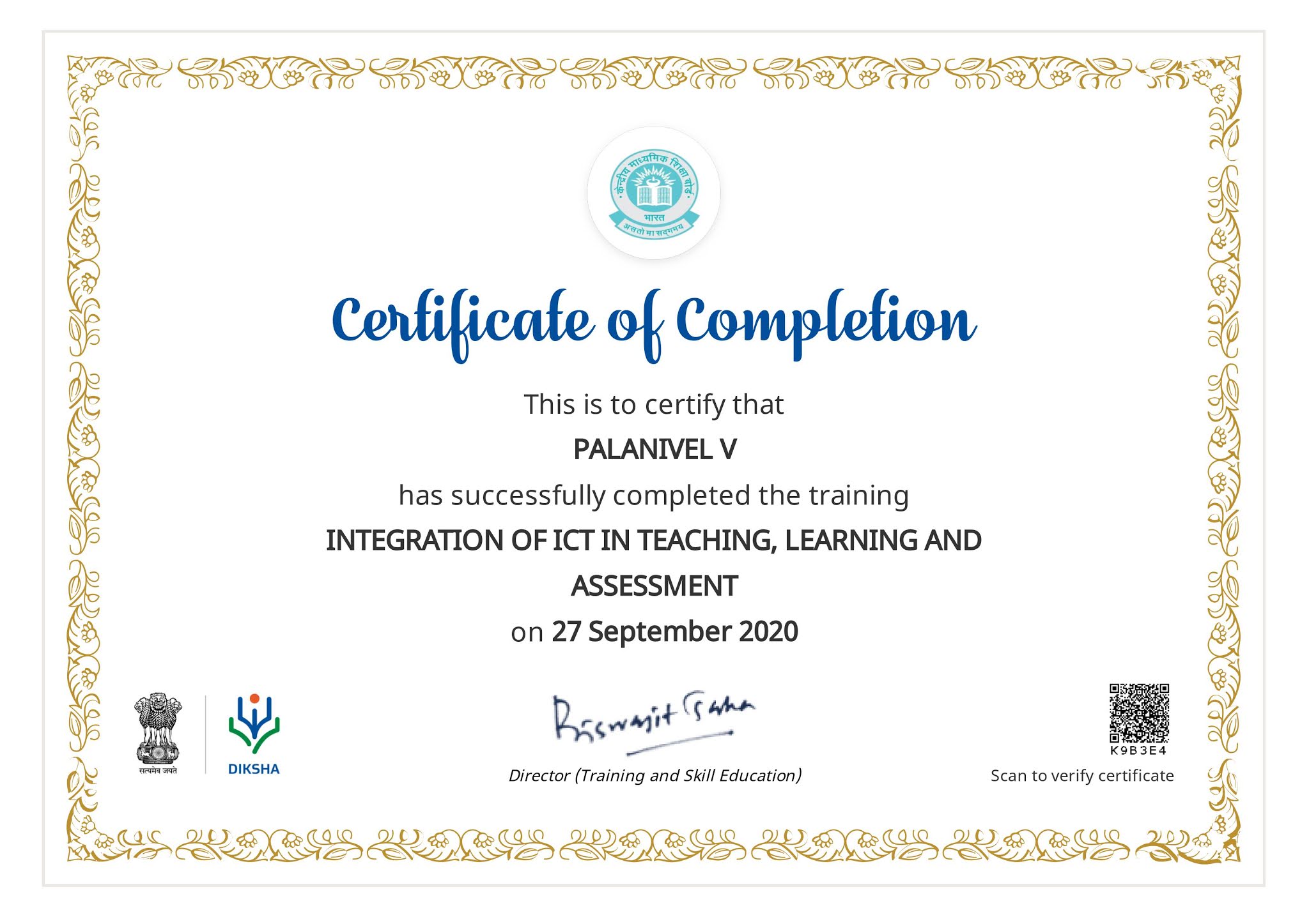 Certificate Of Completion DIKSHA Integration Of ICT In Teaching Learning And Assessment certificate-of-completion-diksha-integration-of-ict-in-teaching-learning-and-assessment
