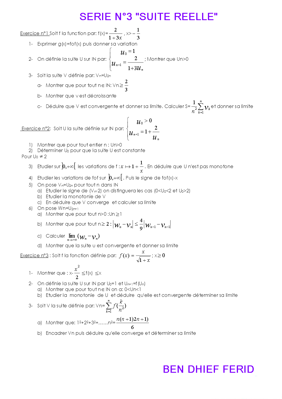 How I love math كيف أتعلم الرياضيات: serie sur les suites réelle n°3