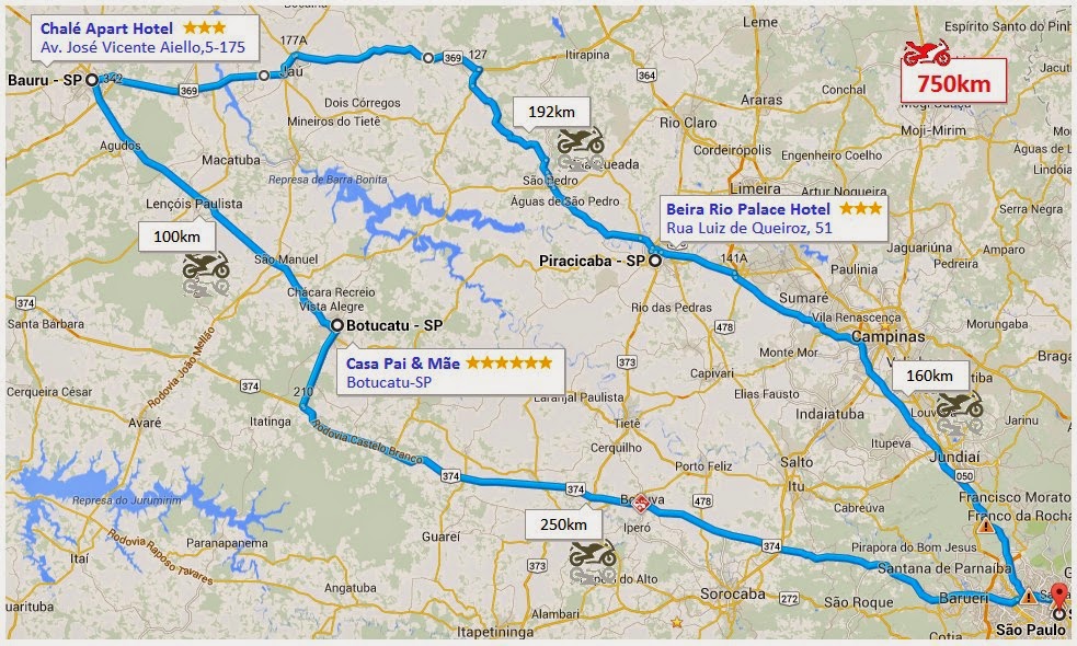 Moto Trips by Daniel G.A.: Trip Botucatu / Bauru / Brotas / Piracicaba