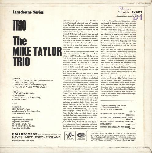 OUT OF NOWHERE. The uniquely elusive jazz of MIKE TAYLOR.