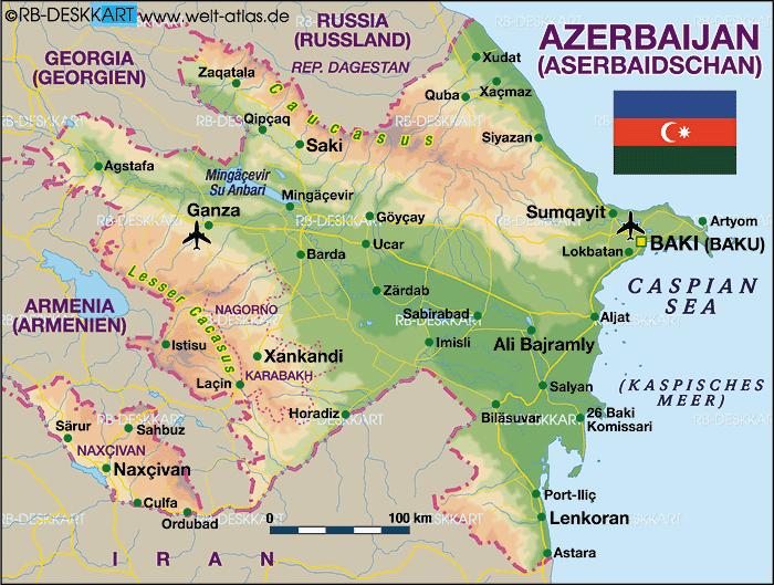 Azerbaidžāna - ģeogrāfiskās kartes Azerbaidžānas - Geografia Total™