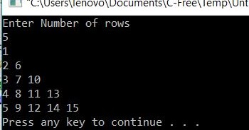 All C Programs: Program to print Numeric Pattern 4 for consecutive numbers