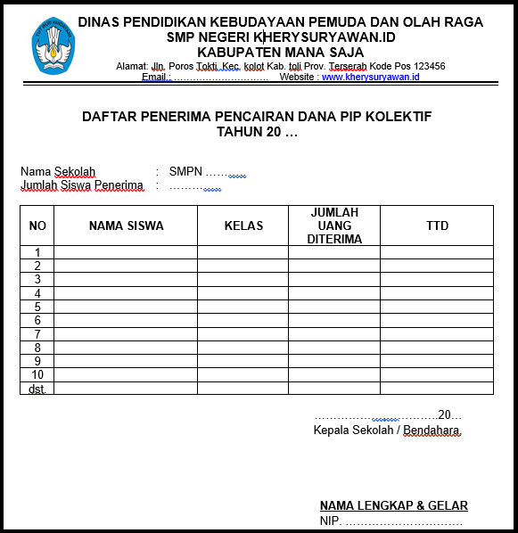 Download Format Laporan Penerimaan PIP Siswa Secara Kolektif ...
