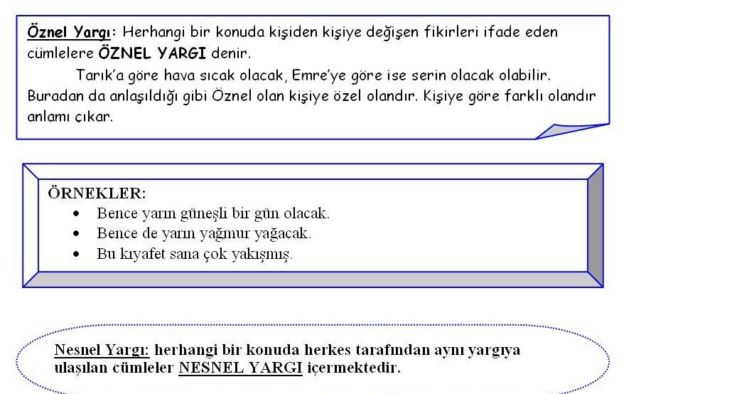 4. Sınıf Türkçe Dersi öznel ve nesnel yargı - Ödev Kalemi