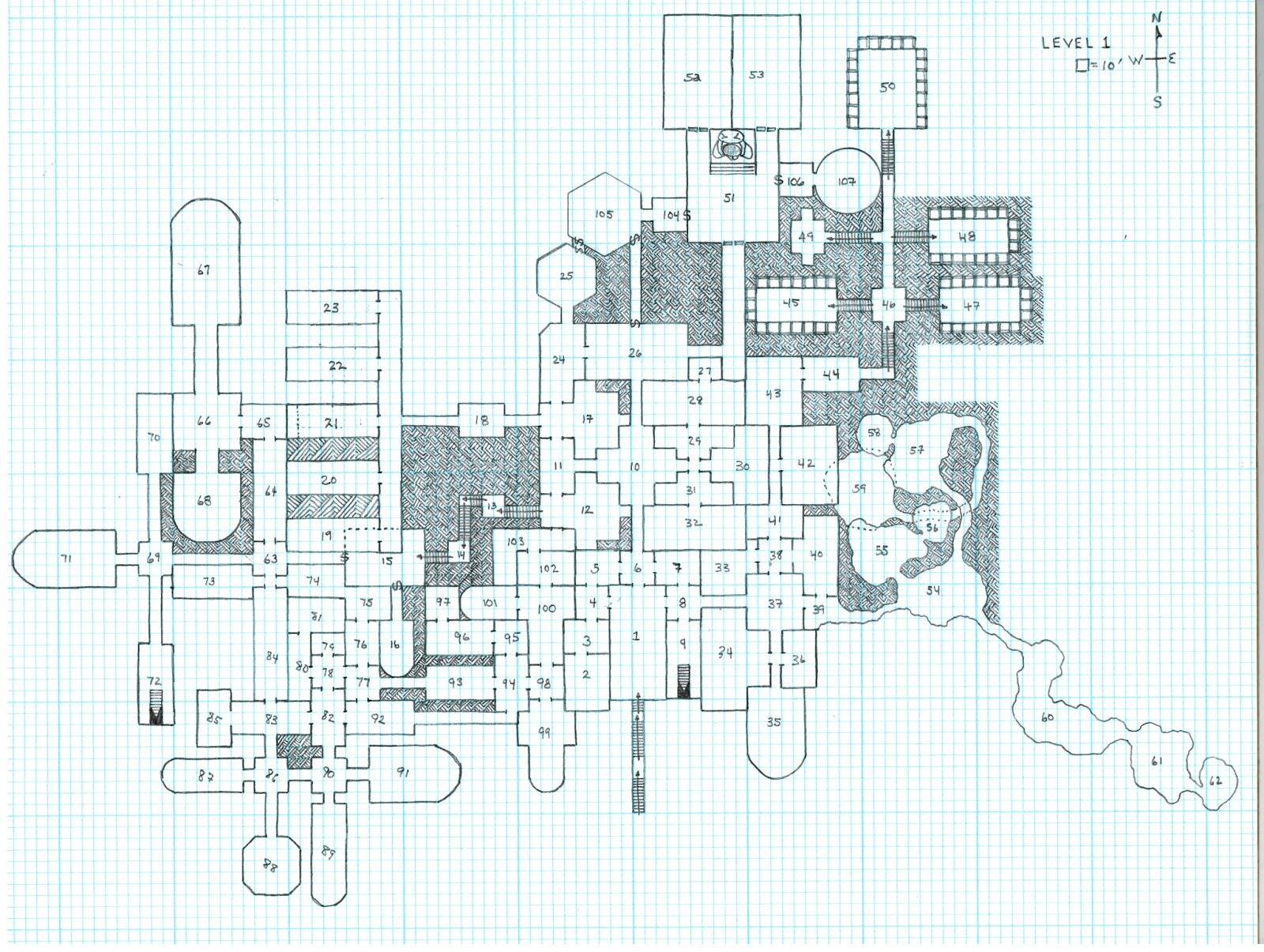 The Stonegiant's Cave: Trying yet again to do a mega-dungeon map