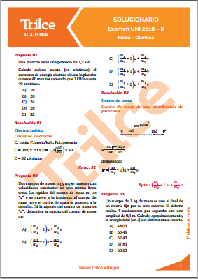 Solucionarios del Examen de Admisión UNI 2018-2 Pruebas de Matemática, Física-Química y Aptitud ...