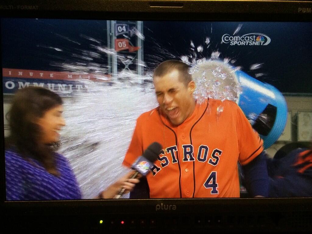 Gatorade Baths: Leila Rahima gets doused. So does George Springer