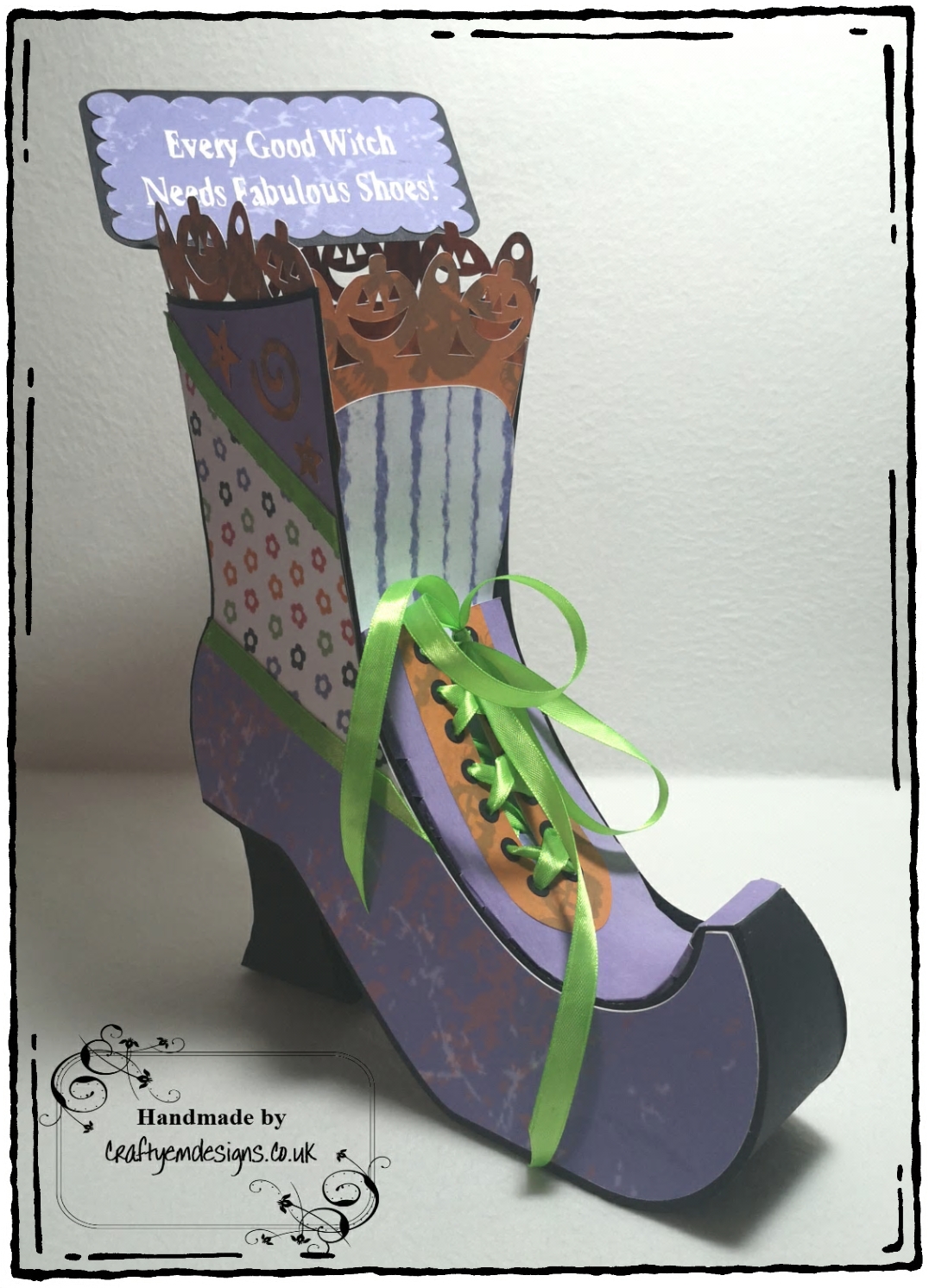 craftyemdesigns: Handmade Witches Boot - Trick Or Treat!