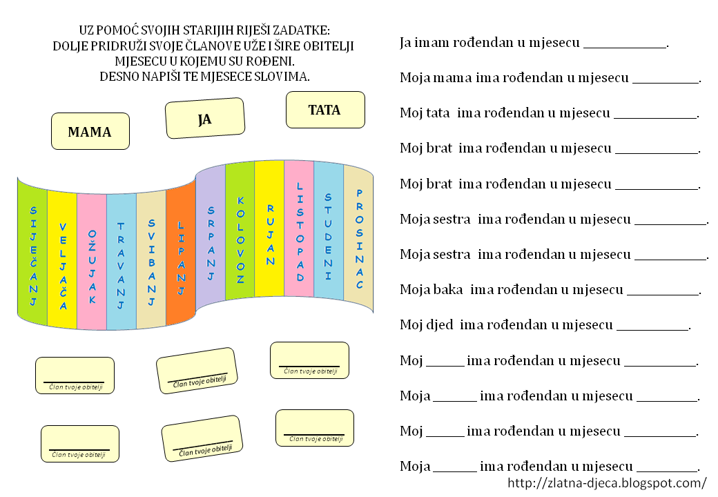 Zlatna djeca: Mjeseci u godini i godišnja doba
