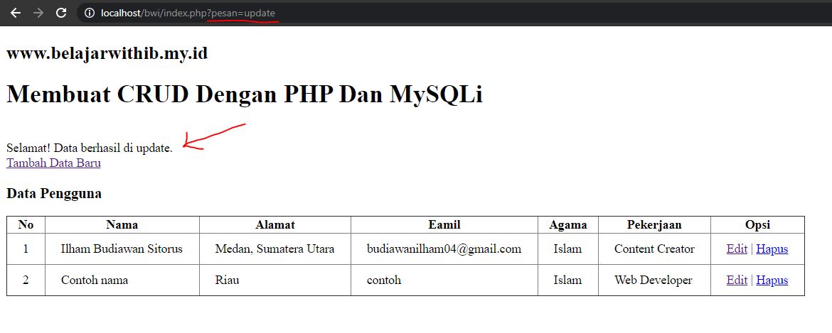 Tutorial PHP Pemula Part 14 : Cara Membuat CRUD Dengan PHP Dan MYSQLi ...