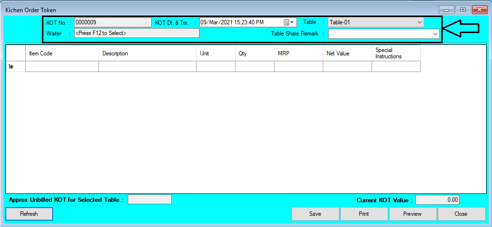 Kitchen Order Token (KOT) Help Guide