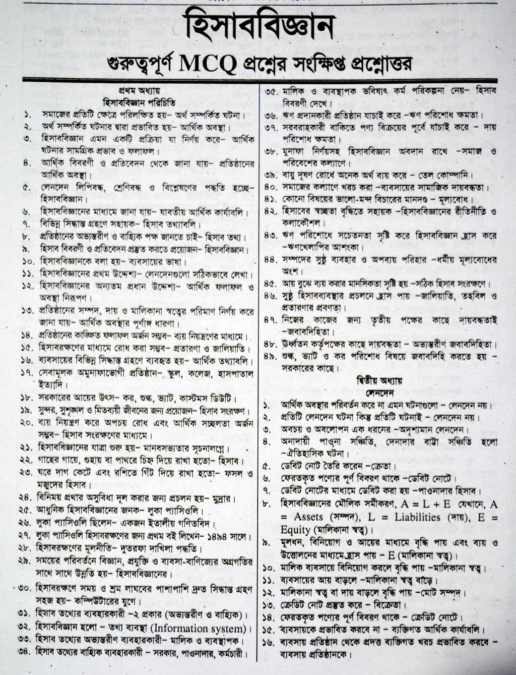SSC Accounting Model Question - 02
