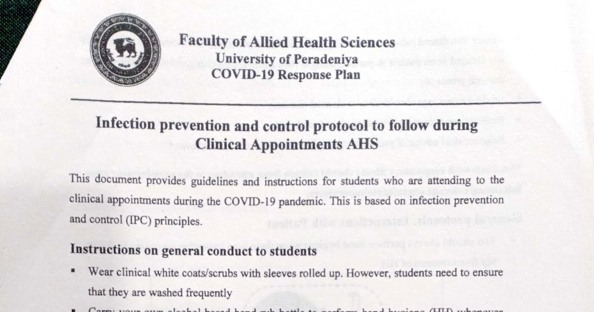 Infection Prevention and Control Protocol to follow during Clinical ...