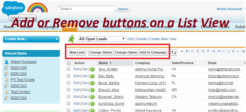 Add or Remove buttons on a List View ~ Salesforce.com Add or Remove buttons on a List View ~ Salesforce.com