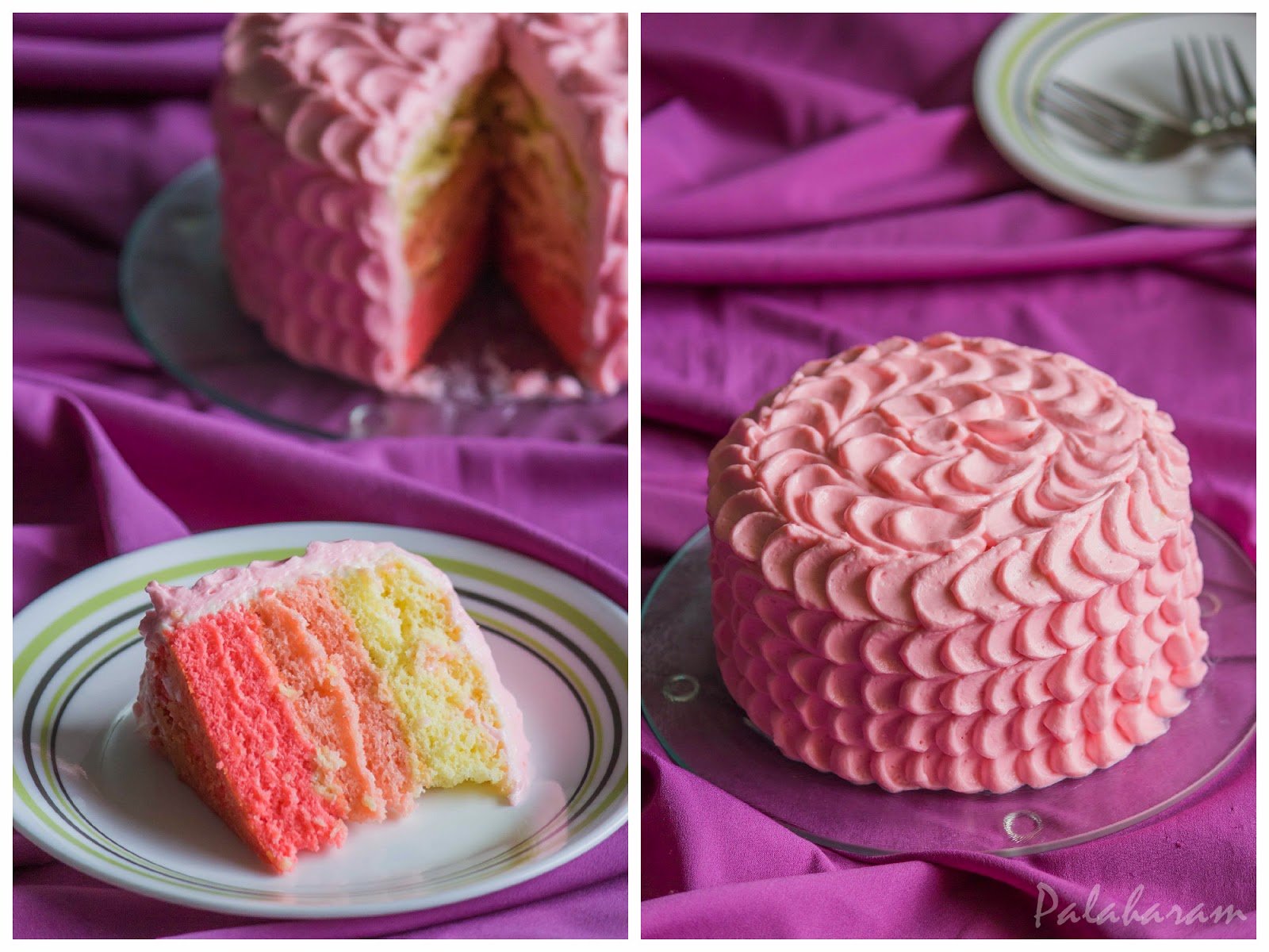 Palaharam Ombre Cake ~ 3 Layers For 3 Years