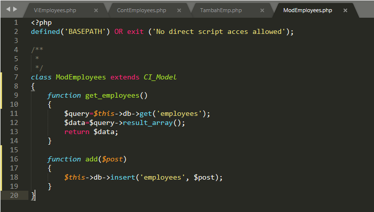 Implementasi CRUD Berbasis Konsep MVC pada CodeIgniter