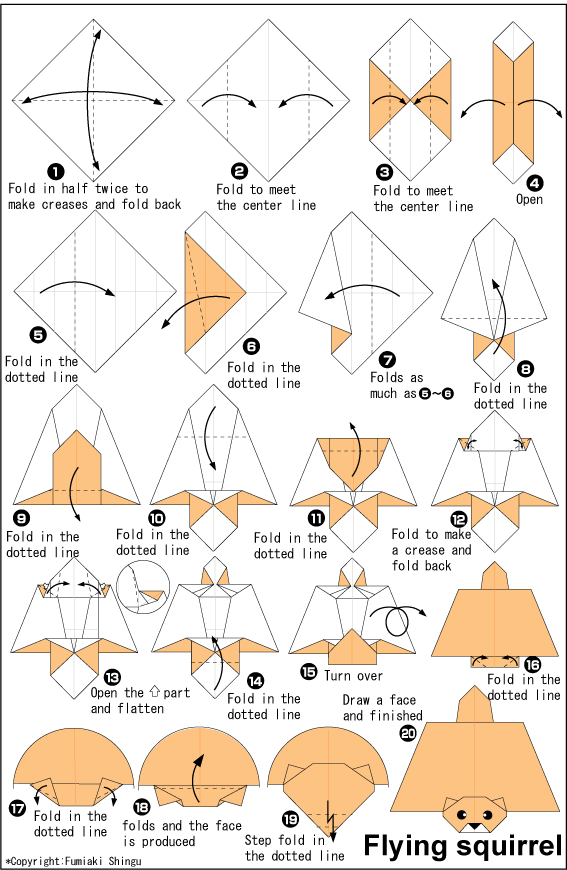 Flying Squirrel - Easy Origami instructions For Kids