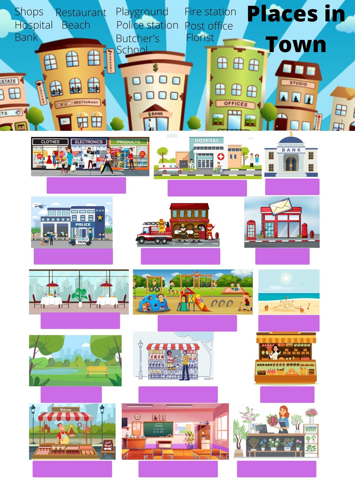 English With Afri: Places in town and jobs II (4º)