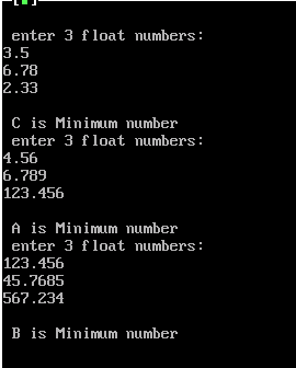 12) Write a program that finds and display Minimum float number from ...