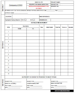 Construction Site format: Request For Work Inspection
