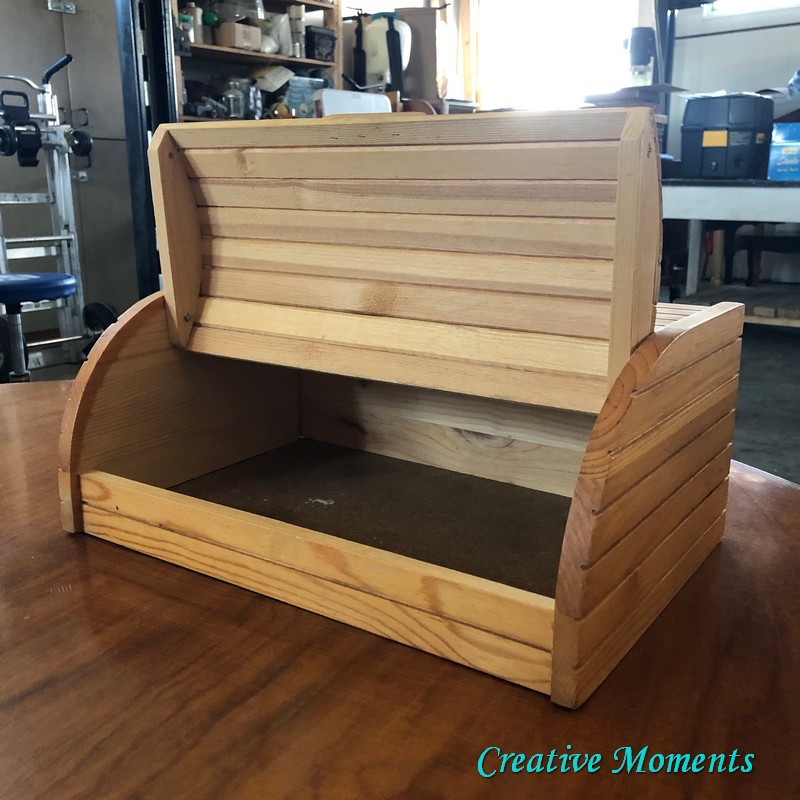 Rustic Wood Bread Box in Warm White