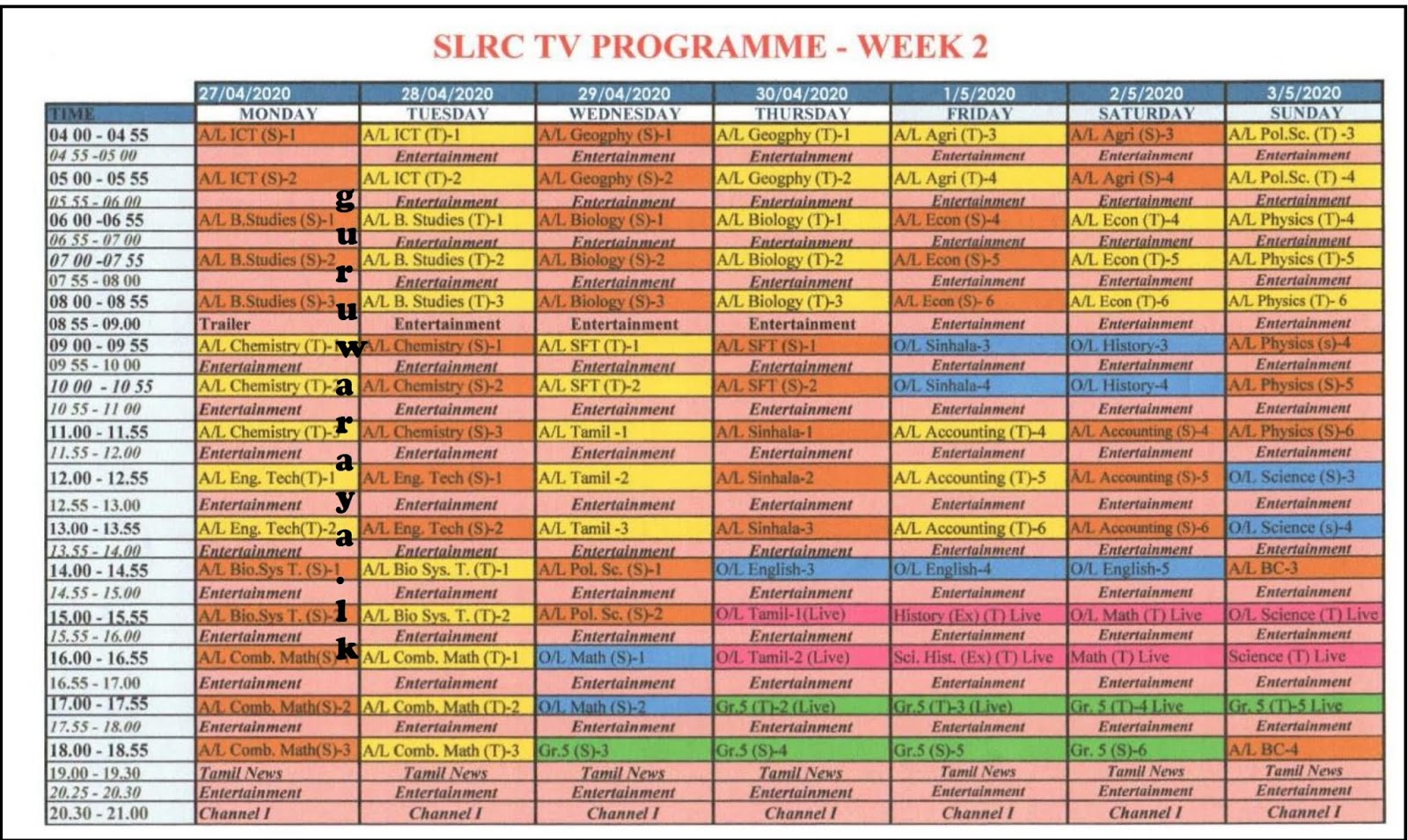 TV Channel Time Table 2nd Week Teacher tv-channel-time-table-2nd-week-teacher