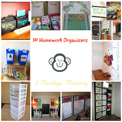 3 Monkeys' Mommy: 10 Homework Organizers {Perfect Pins}