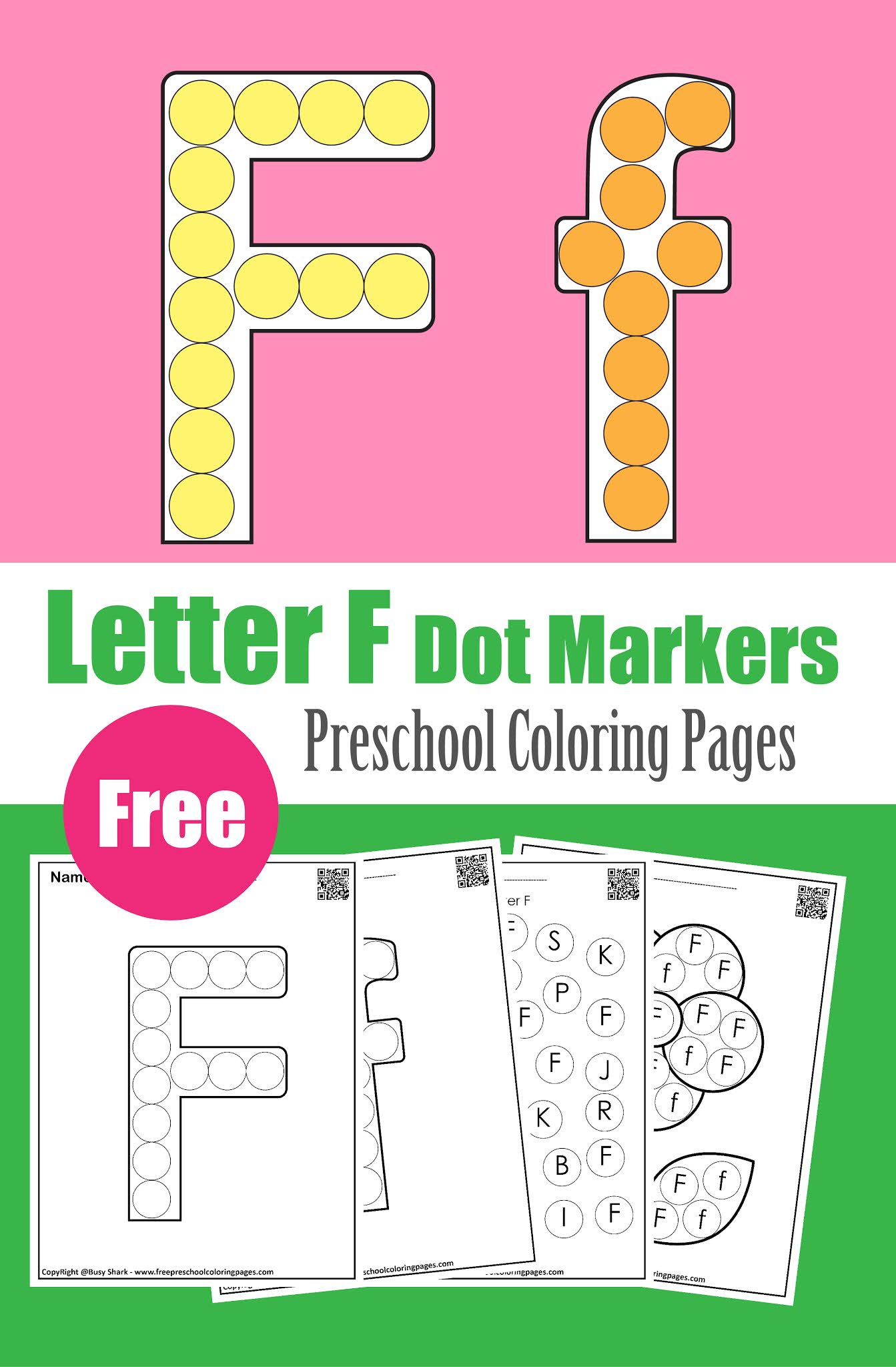 Letter F "10 free Dot Markers coloring pages"