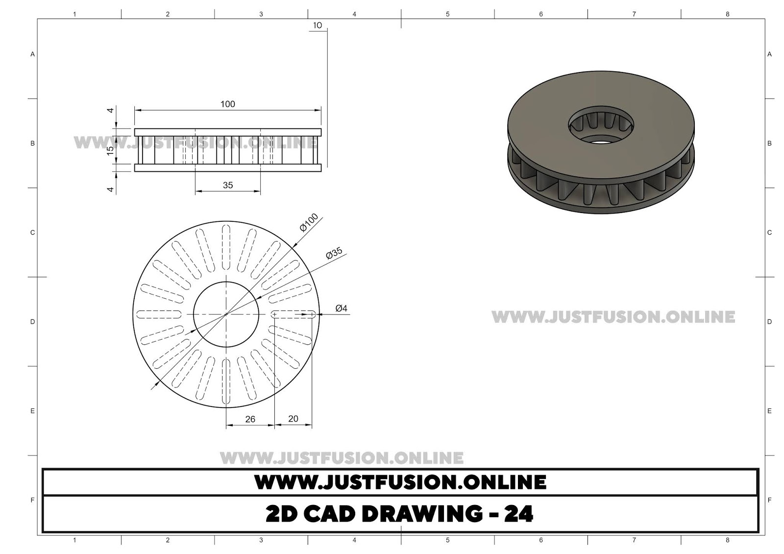 2D Cad drawing - 24 | Cad exercise drawing for beginners