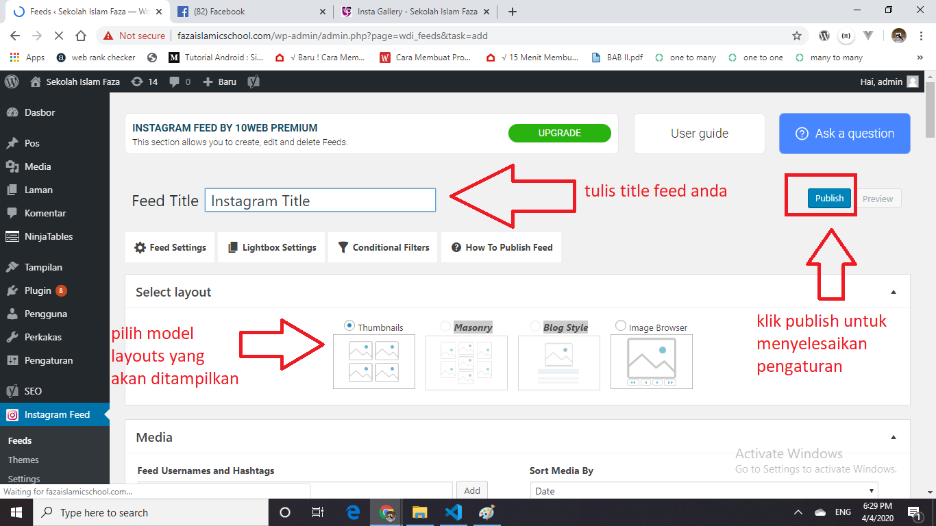Cara Mudah Membuat Time Line Instagram di Postingan Wordpress - Sahretech