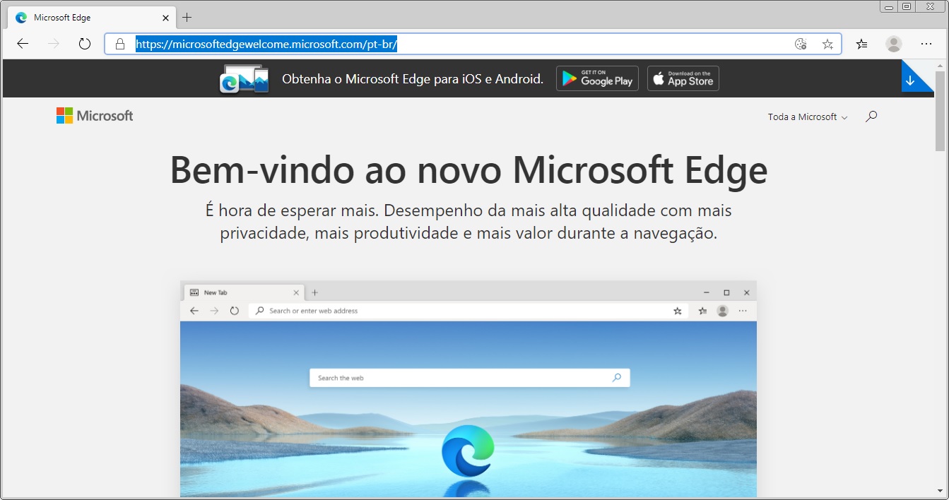 Profissionais de tecnologia: Novo Microsoft Edge para Windows 7