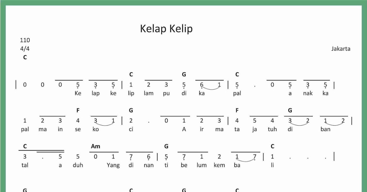 Not Angka Kelap Kelip - SEPUTAR MUSIK