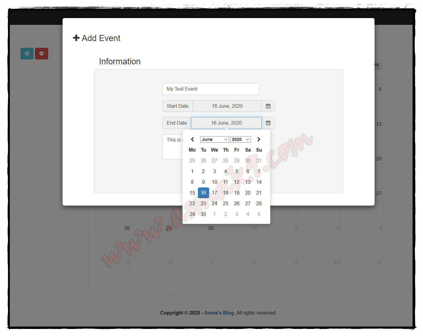 Event Manager Using Aspnet Mvc And Jquery Full Calendar Plugin Asmas Blog