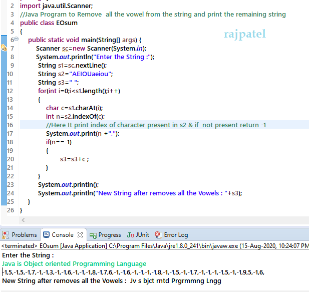 Mindtreeremove All Vowel From User Input A String In Java