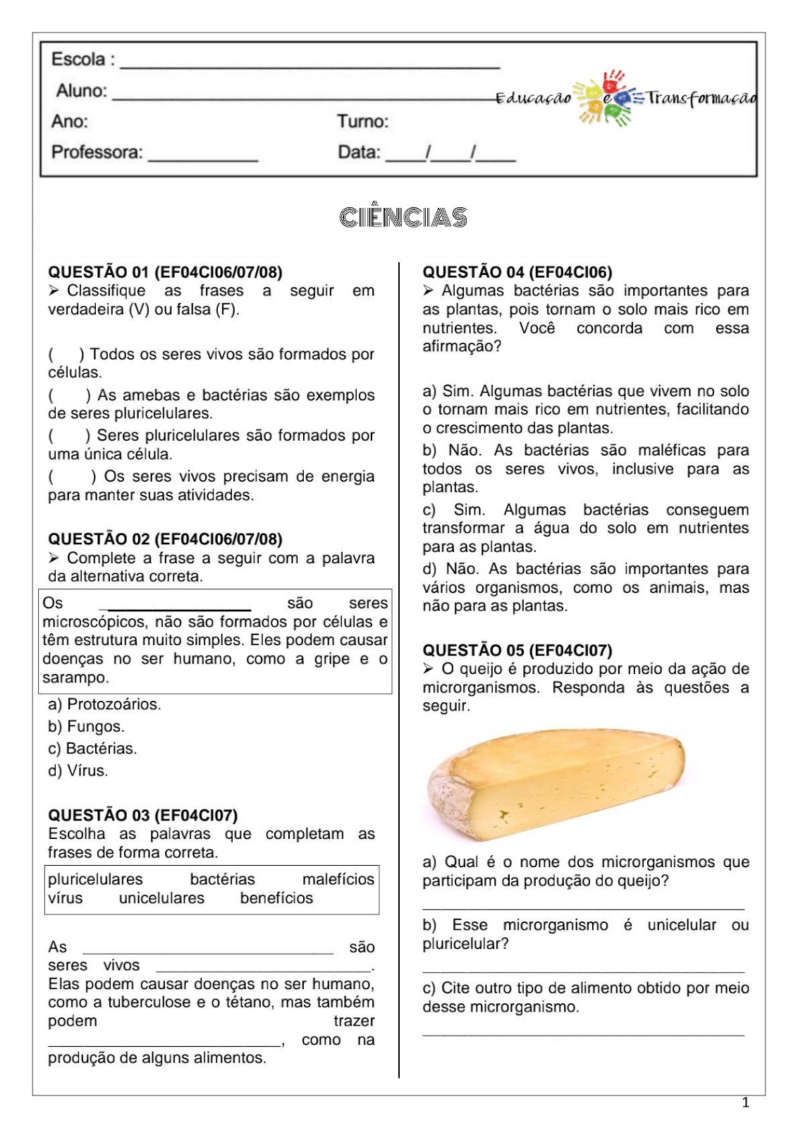 Simulado De Ciencias 4 Ano - RETOEDU Simulado De Ciencias 4 Ano - RETOEDU