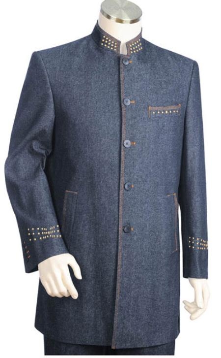 Stylish Mens Suit Jacket Without Collar