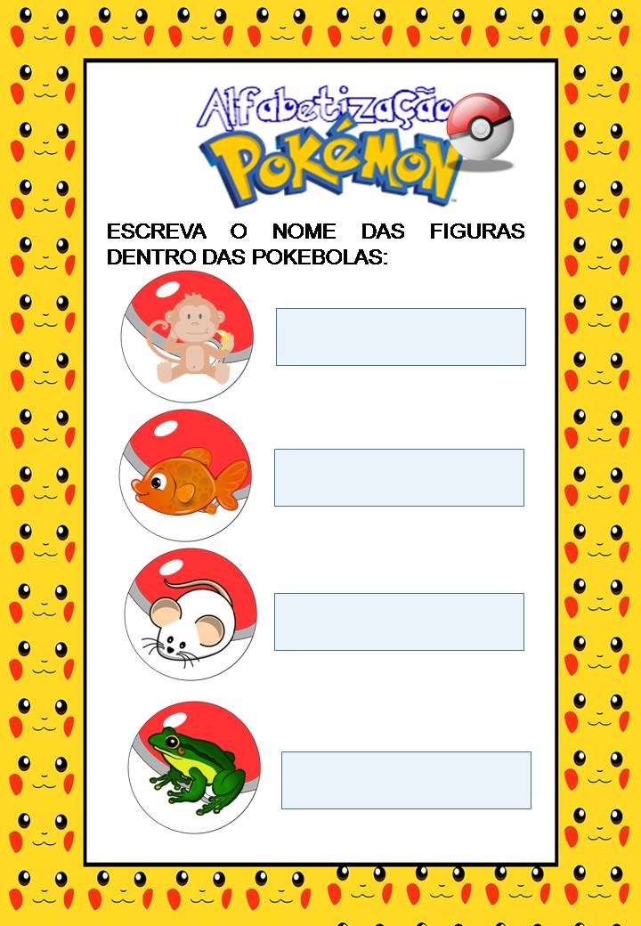 Atividades Karina Moura: Atividade de alfabetização - Pokémon