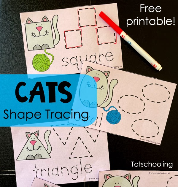 Cats theme Shape Tracing | Totschooling - Toddler, Preschool ...