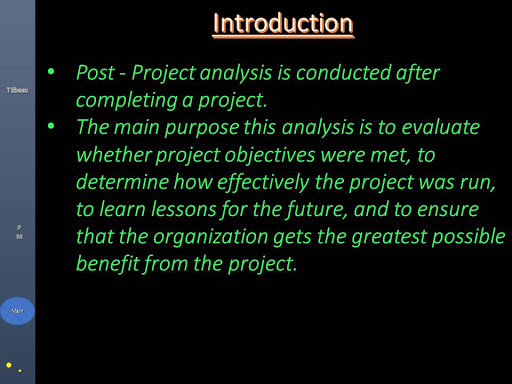 Unit V Post-Project Analysis