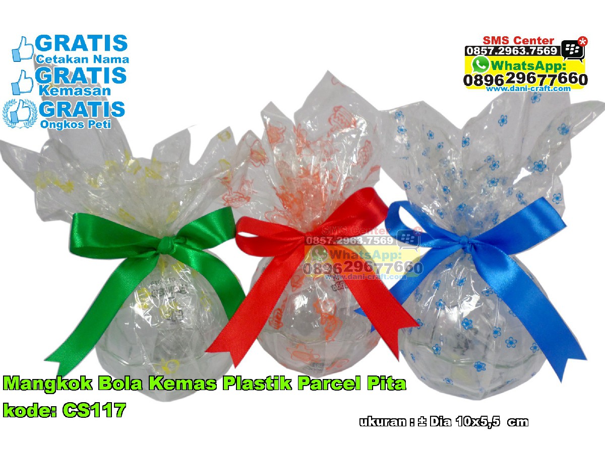Mangkok Bola Kemas Plastik Parcel Pita | Souvenir Pernikahan
