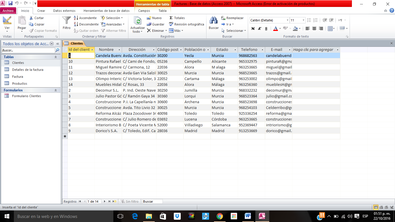Diseña bases de datos ofimáticas: Base de Datos (Formulario)