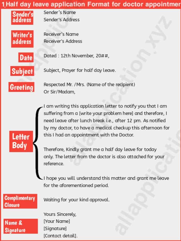 Half Day Leave Application For Doctor Appointment [5+ SAMPLES]