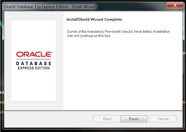 Checking For Oracle Xe Service Instance Failed