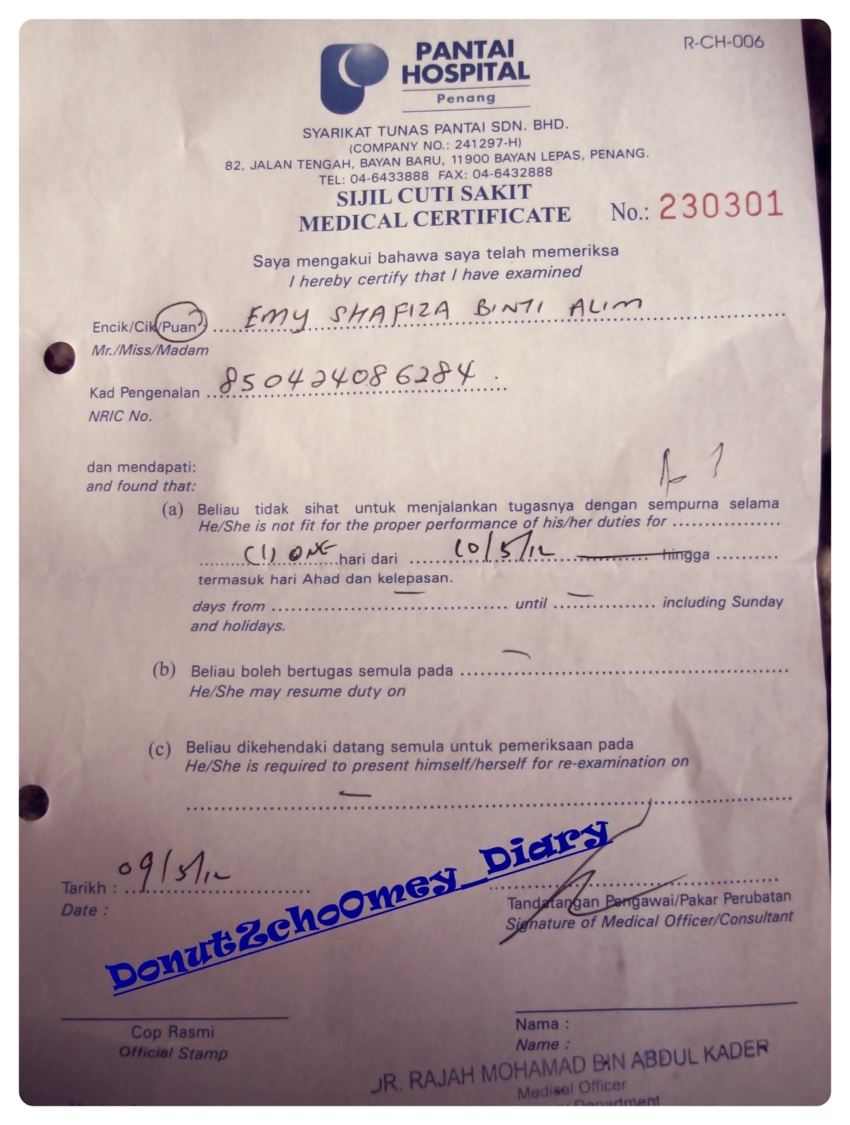 DonutZchoOmey Diary: Medical Leave....