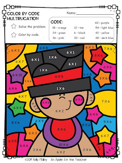 An Apple For The Teacher: New Years Color By Number Worksheets