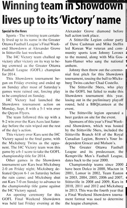 Eastern Ontario Fastball Blog: GOFL Final Weekend Showdown coverage in ...