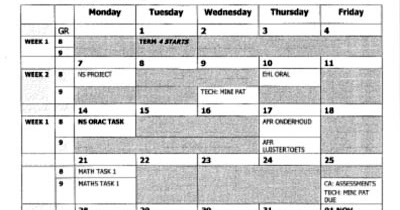 Cape Town High School: CTHS GET and FET Assessments Calendars - Oct '19